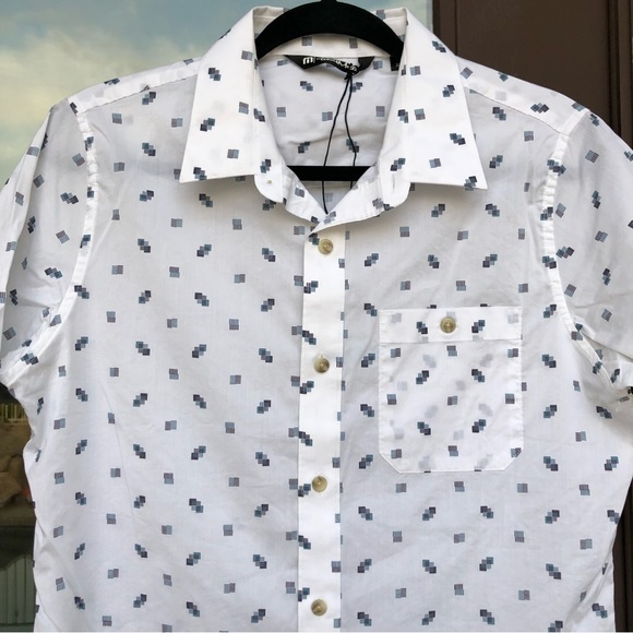 Travis Mathew | Shirts | Travis Mathew White With Blue Geo Pattern ...